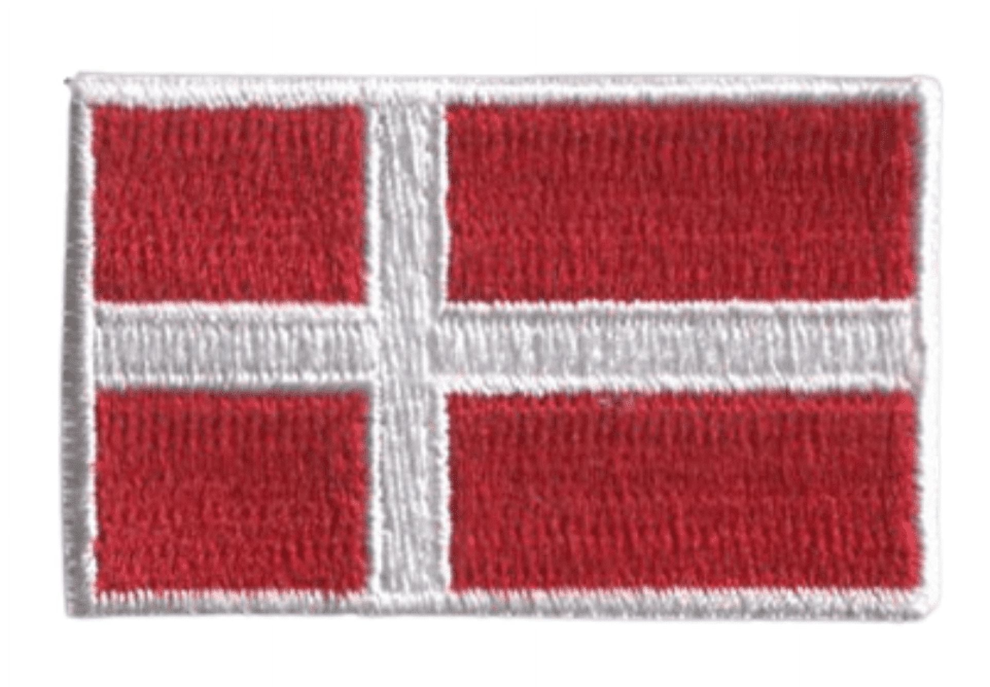 Denmark Country MINI Flag 1.8"W x 1.102"H Patch (White Border) (Not an ...