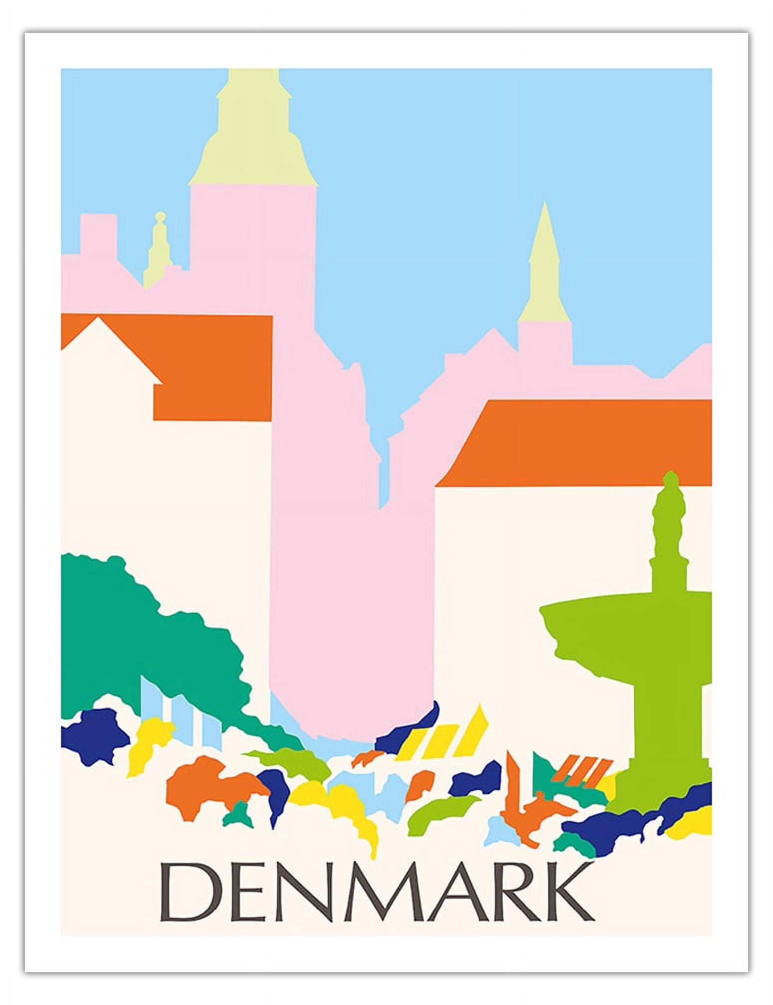 Denmark - Danish Village - Vintage Travel Poster by Ole Kortzau c.1975 ...