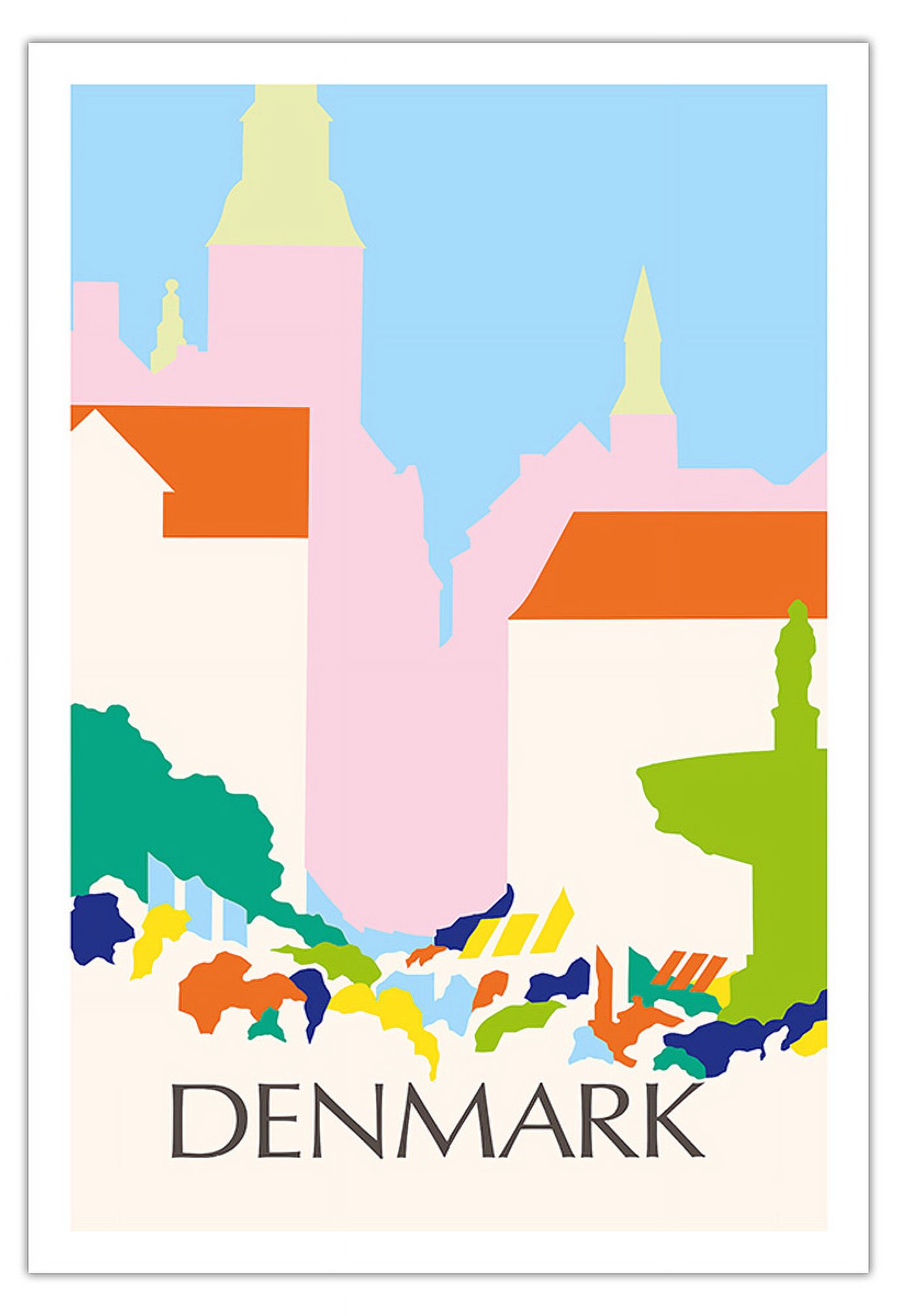 Denmark - Danish Village - Vintage Travel Poster by Ole Kortzau c.1975 ...