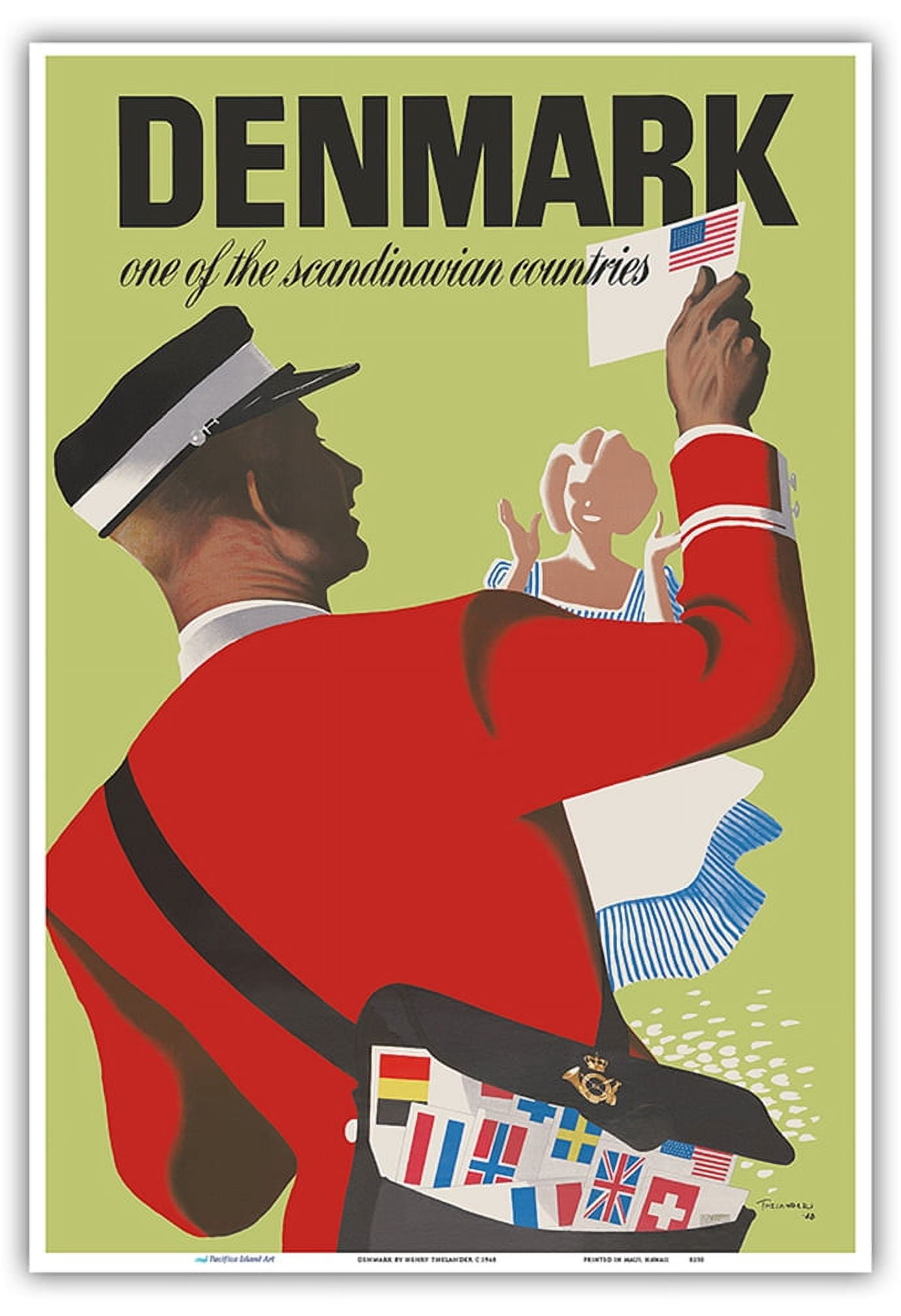 Denmark - One of the Scandinavian Countries - Danish Postman - Vintage Travel Poster by Henry ...