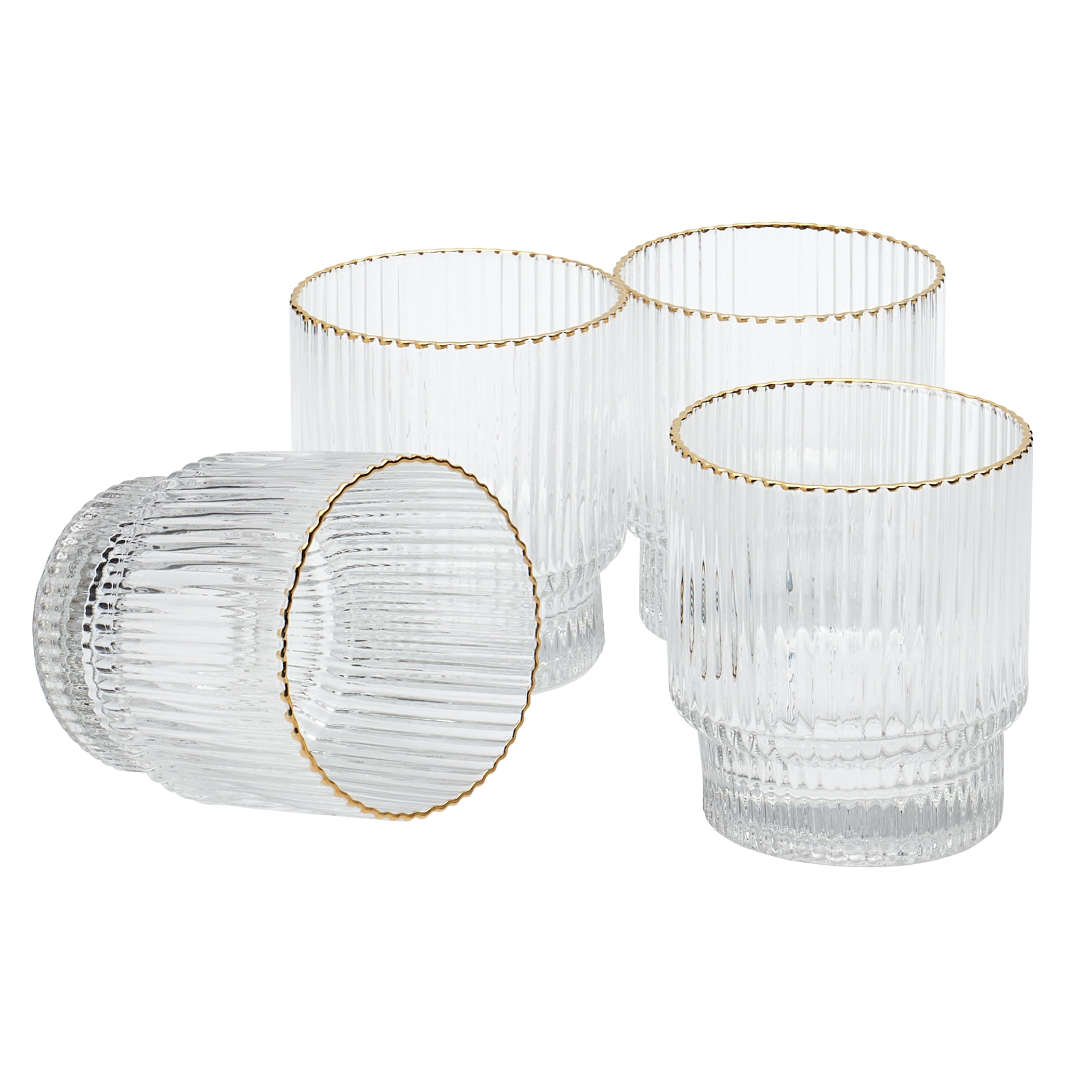 Denmark Tools for Cooks 12 oz. Gold Rim Whiskey Lowball Glasses ...