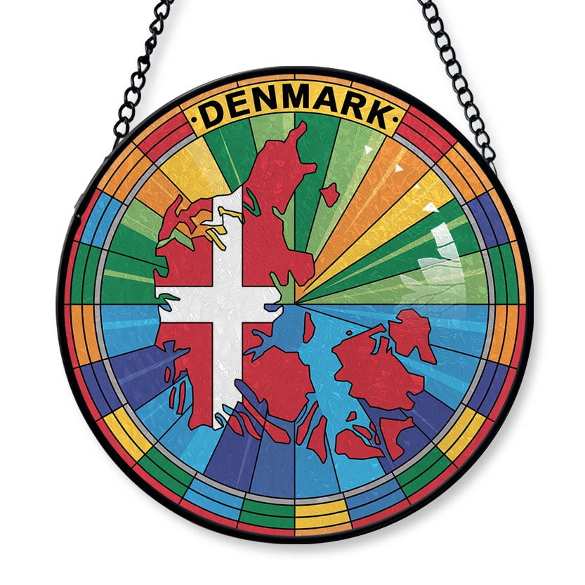 Denmark Travel Decor Suncatcher Stained Glass Window Hanging, Gift for ...