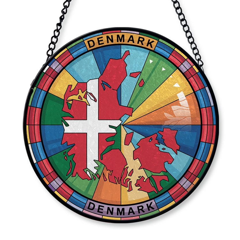 Denmark Travel Decor Suncatcher Stained Glass Window Hanging, Gift for ...