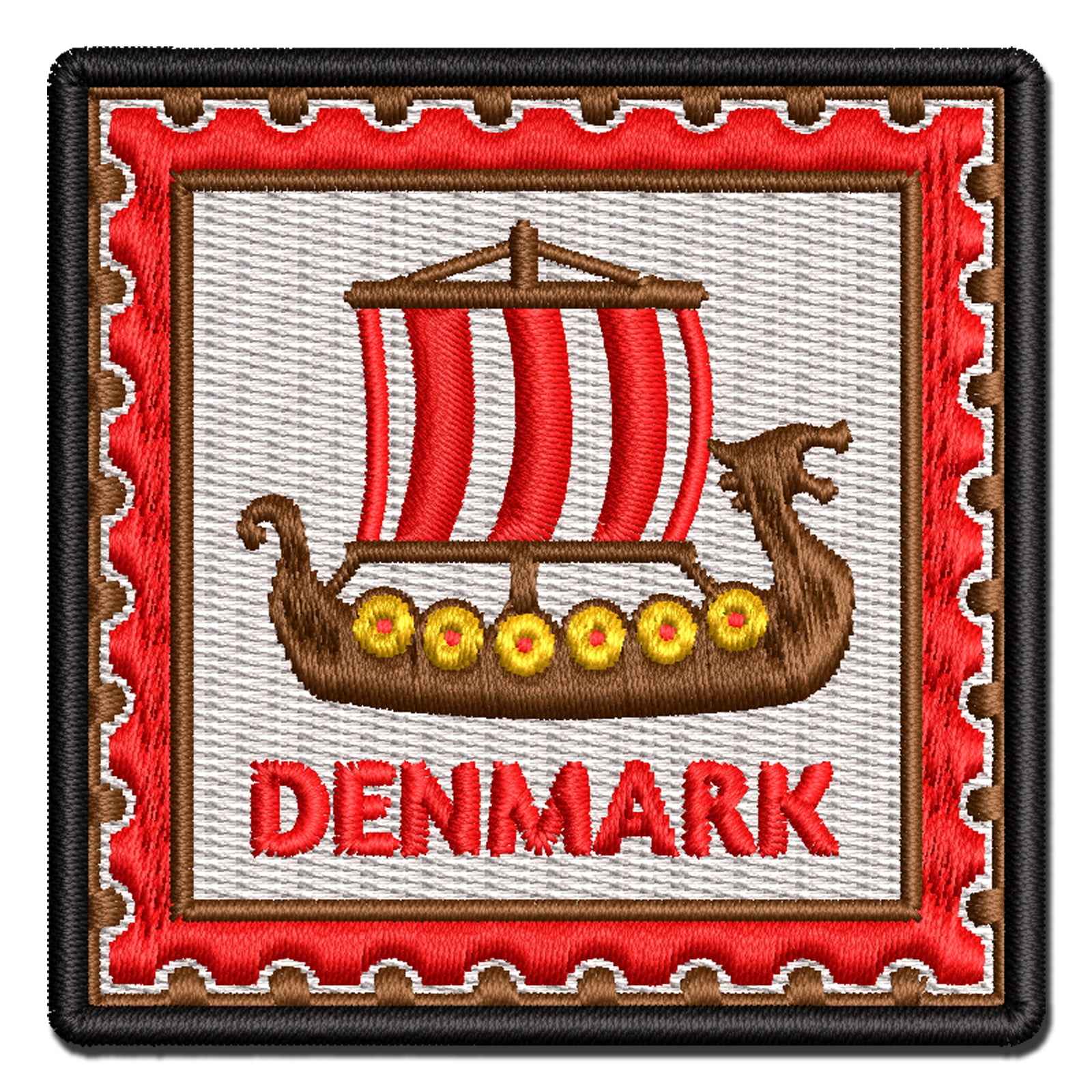 Denmark Travel Viking Ship Applique Multi-Color Embroidered Hook & Loop ...