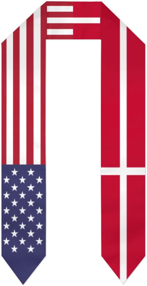 Denmark & USA United States Flag Graduation Stole For International ...
