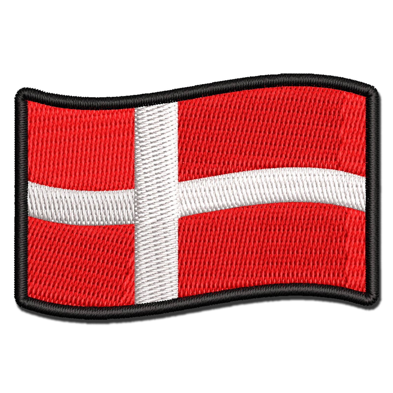 Denmark with Waving Flag Cute Applique Multi-Color Embroidered Hook ...