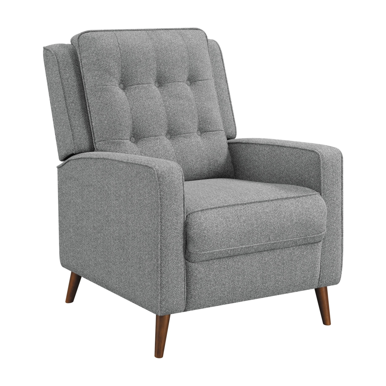 Denn 31 Inch Tufted Push Back Manual Recliner, Gray Fabric Upholstery ...