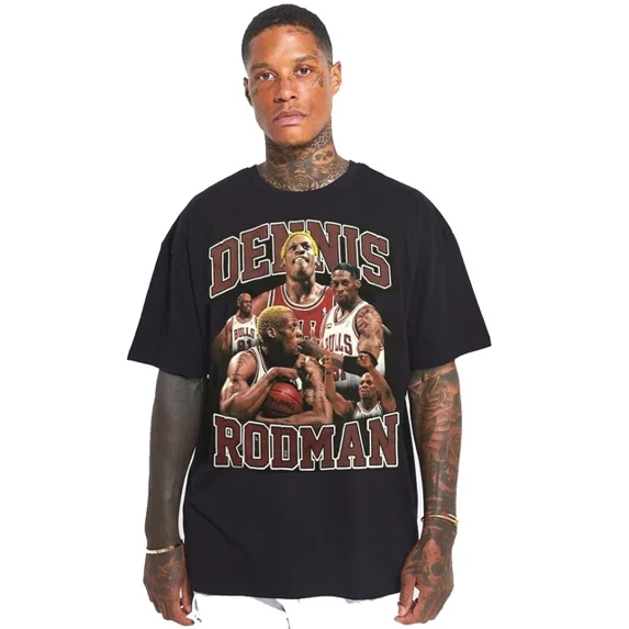 Dennis Rodman 91 Bulls Black T Shirts ,Black Color,Size 2XL - Walmart.com