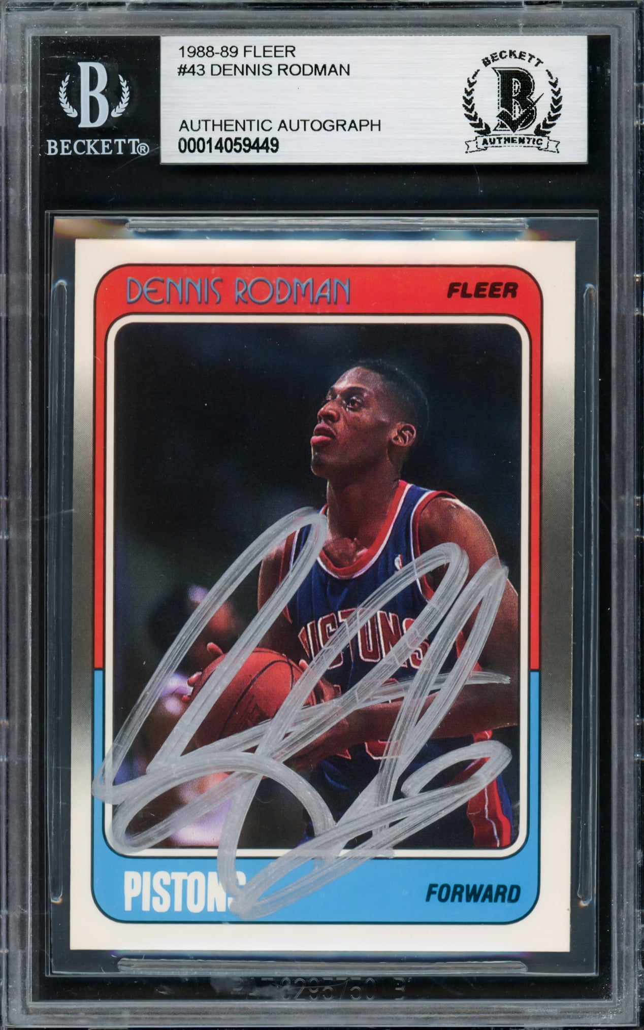 Dennis Rodman Autographed 1988 Fleer Rookie Card #43 Detroit Pistons ...