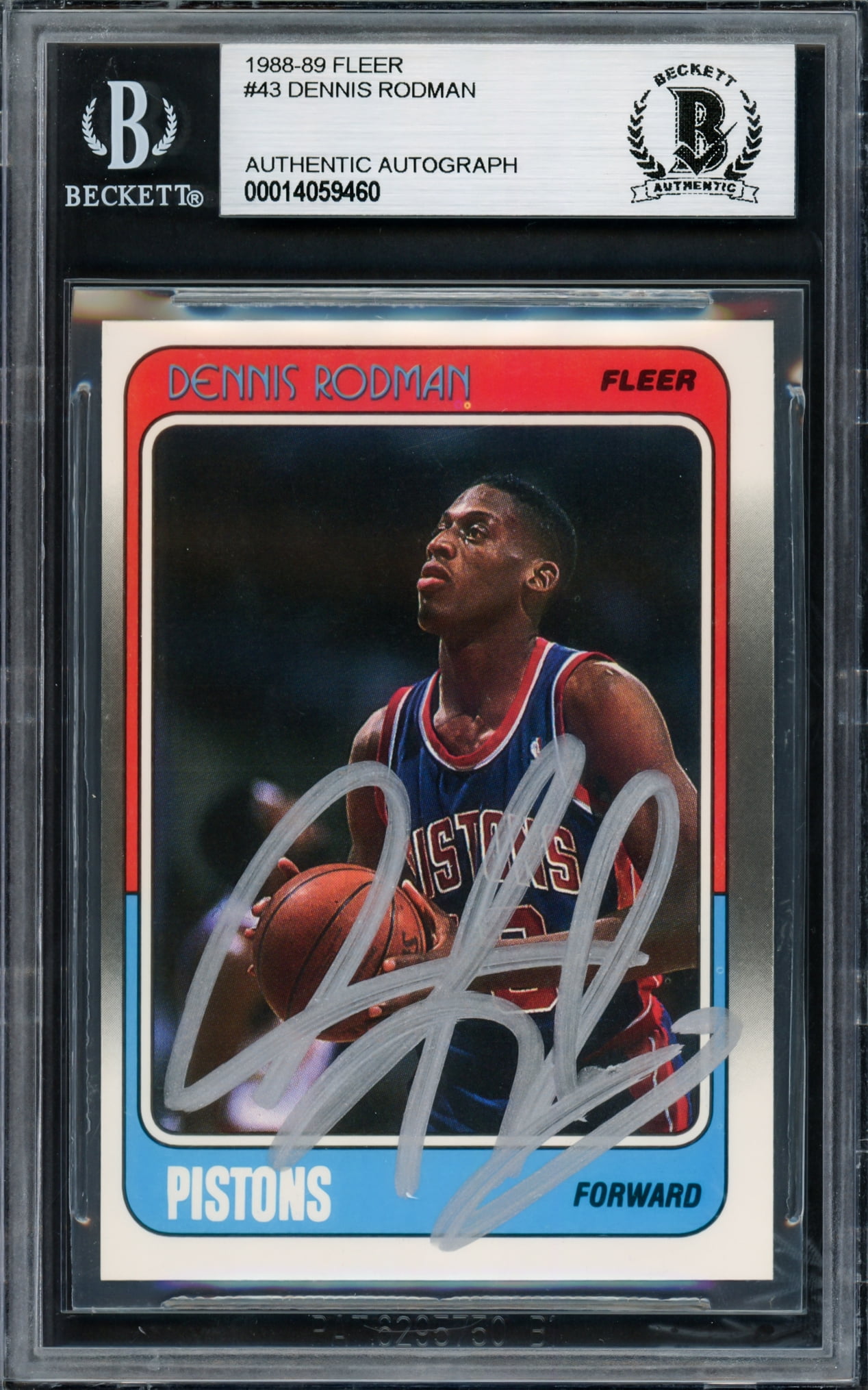 Dennis Rodman Autographed 1988 Fleer Rookie Card #43 Detroit Pistons ...