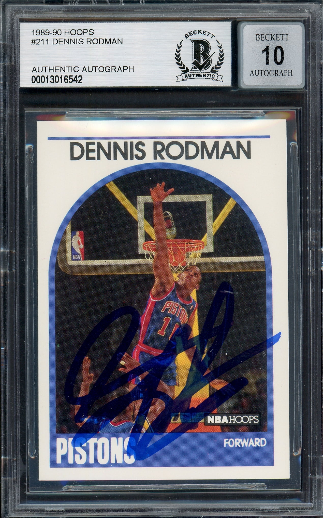 Dennis Rodman Autographed 1989-90 Hoops Card #211 Detroit Pistons Auto ...