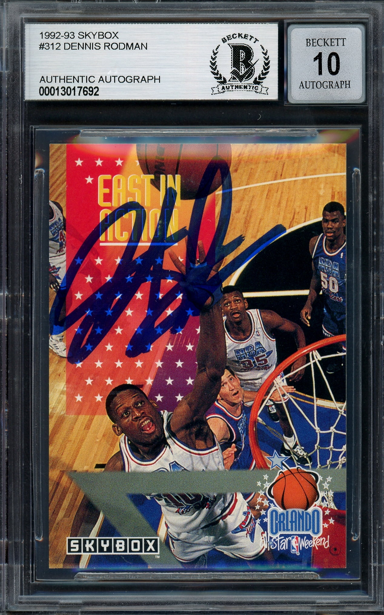 Dennis Rodman Autographed 1992-93 Skybox Card #312 Detroit Pistons Auto ...