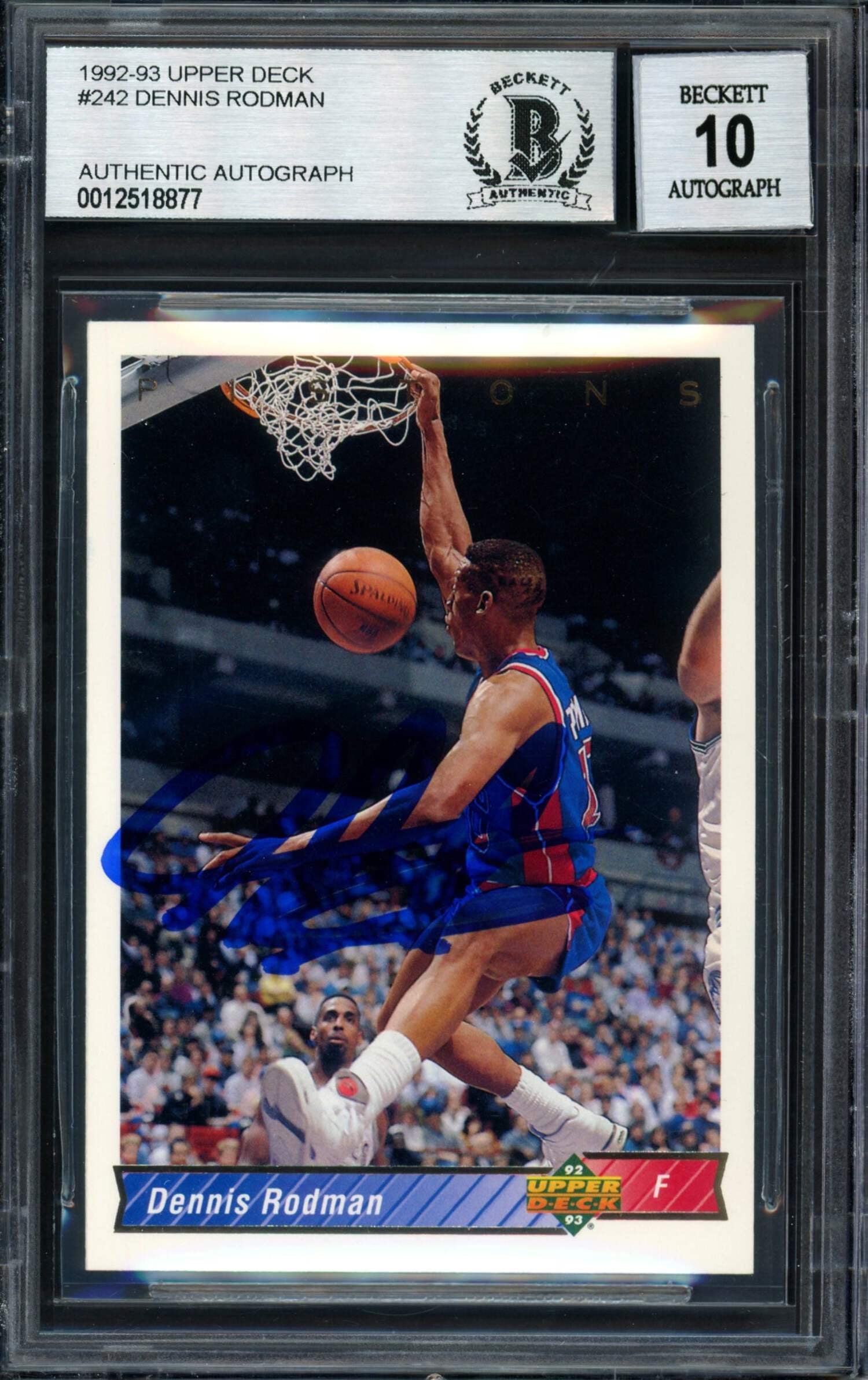 Dennis Rodman Autographed 1993-94 Upper Deck Card #242 Detroit Pistons ...
