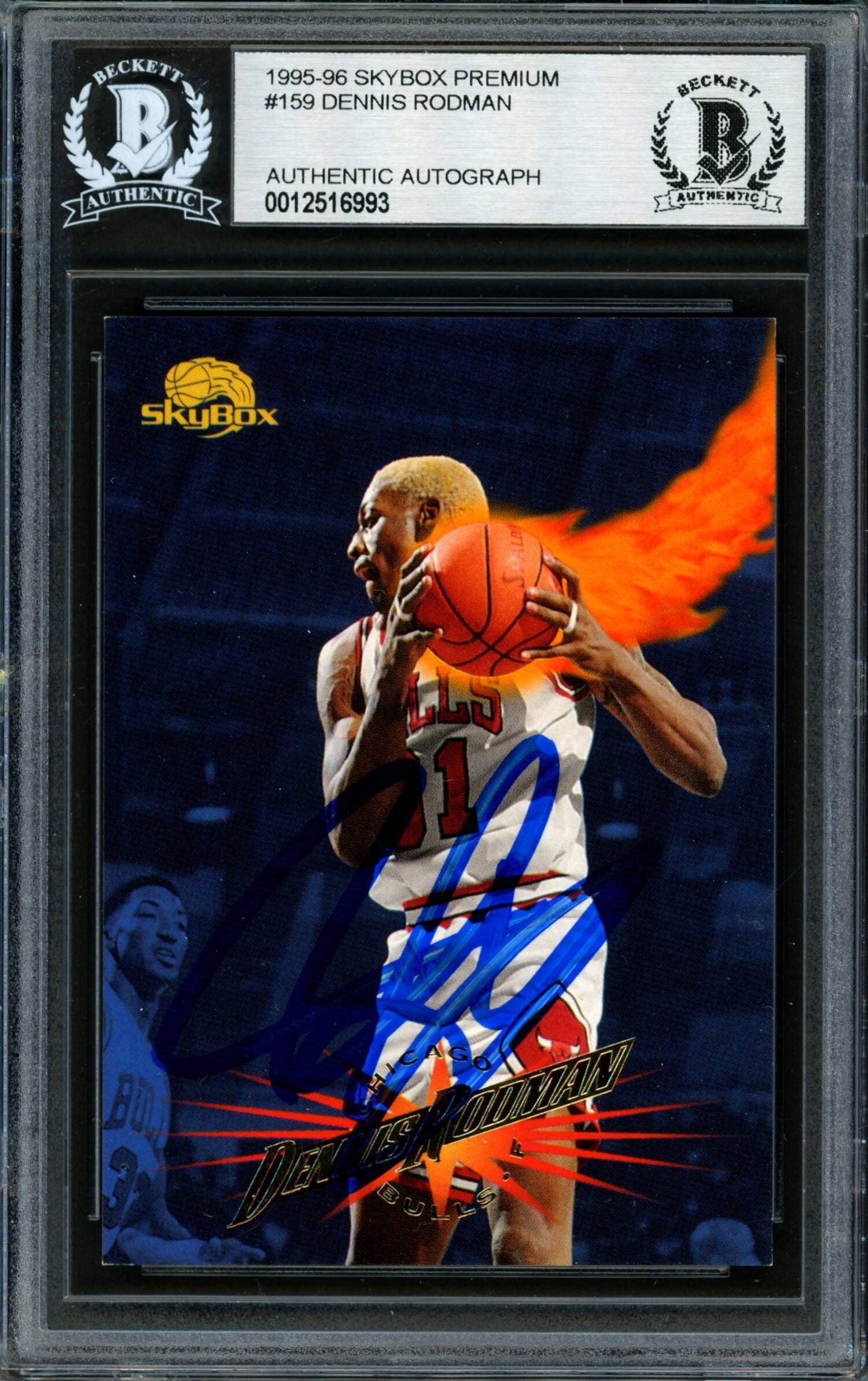 Dennis Rodman Autographed 1995-96 Skybox Card #159 Chicago Bulls Signed ...