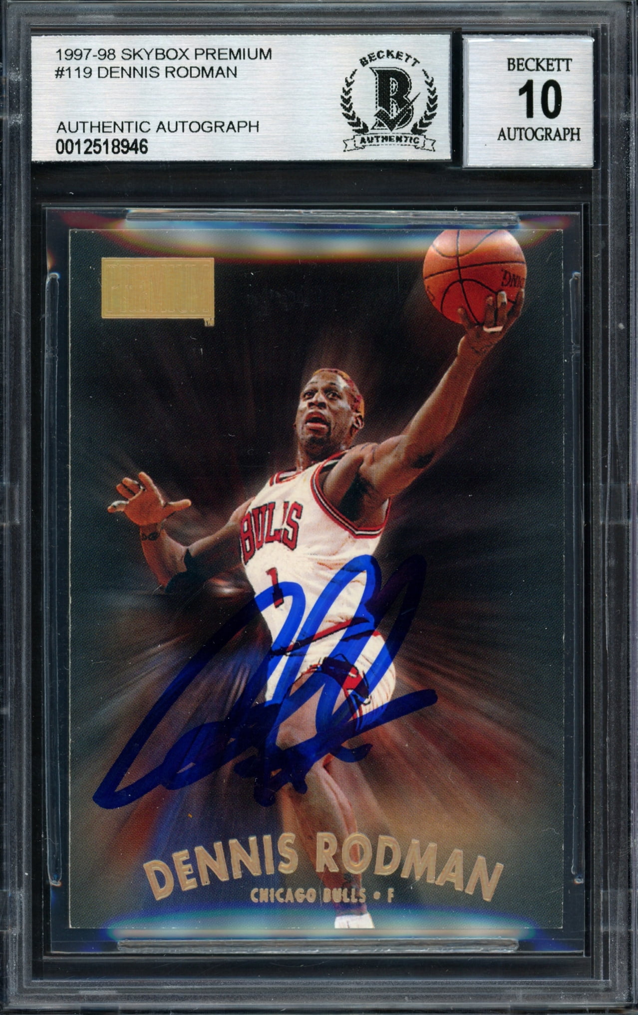 Dennis Rodman Autographed 1997-98 Skybox Premium Card #119 Chicago ...
