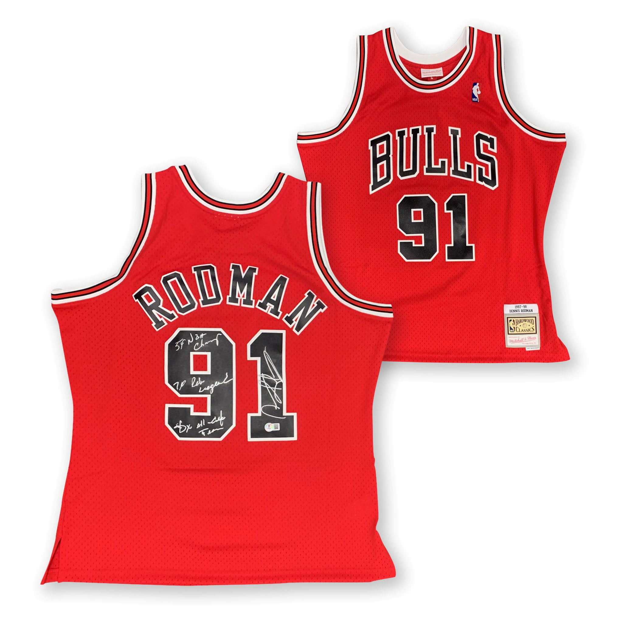 Dennis Rodman Autographed Chicago Bulls Signed Mitchell & Ness ...