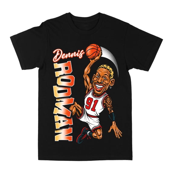 Dennis Rodman Caricature Black T-Shirt - Walmart.com