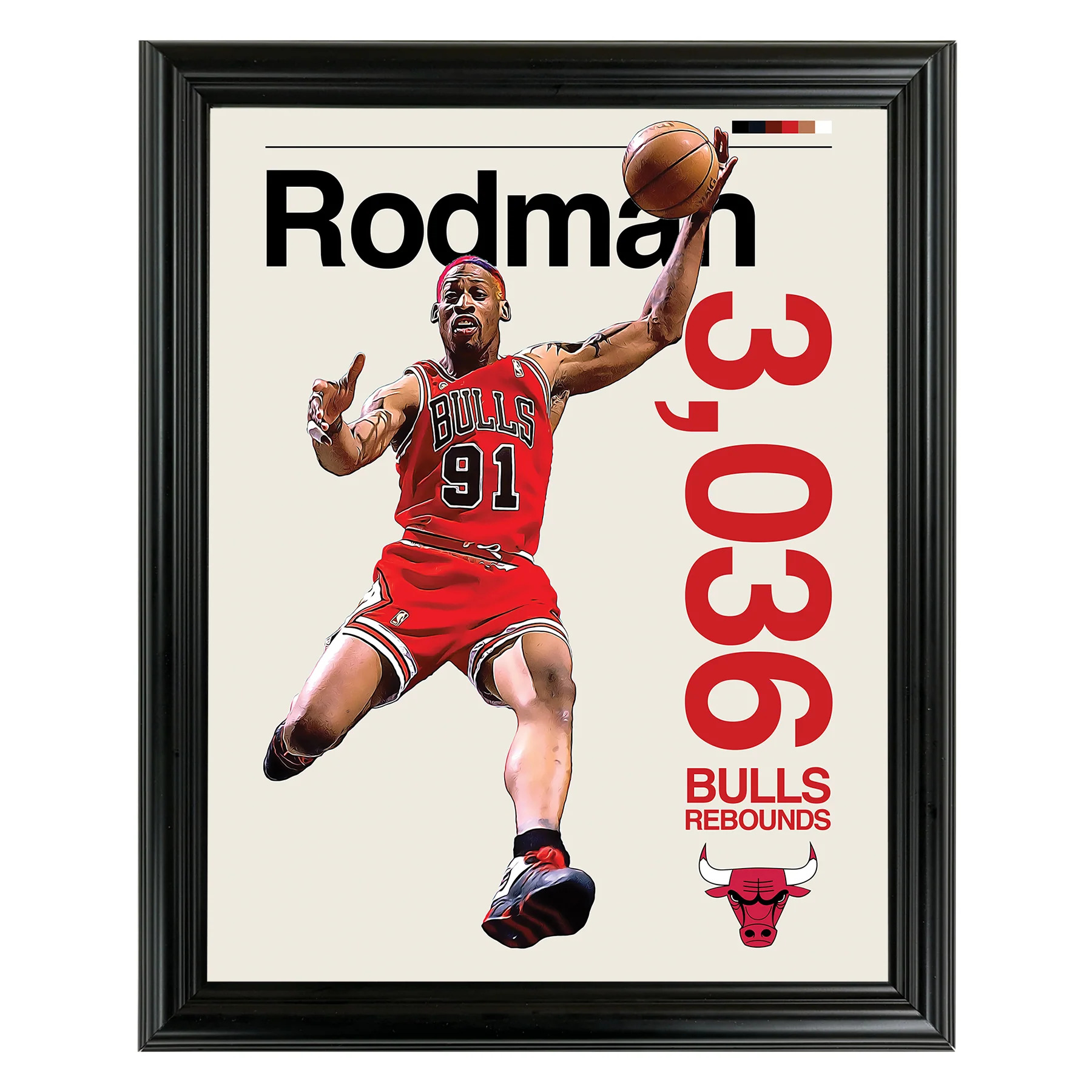 Dennis Rodman Framed Sports Art Photo by Thomas Maxwell - Walmart.com