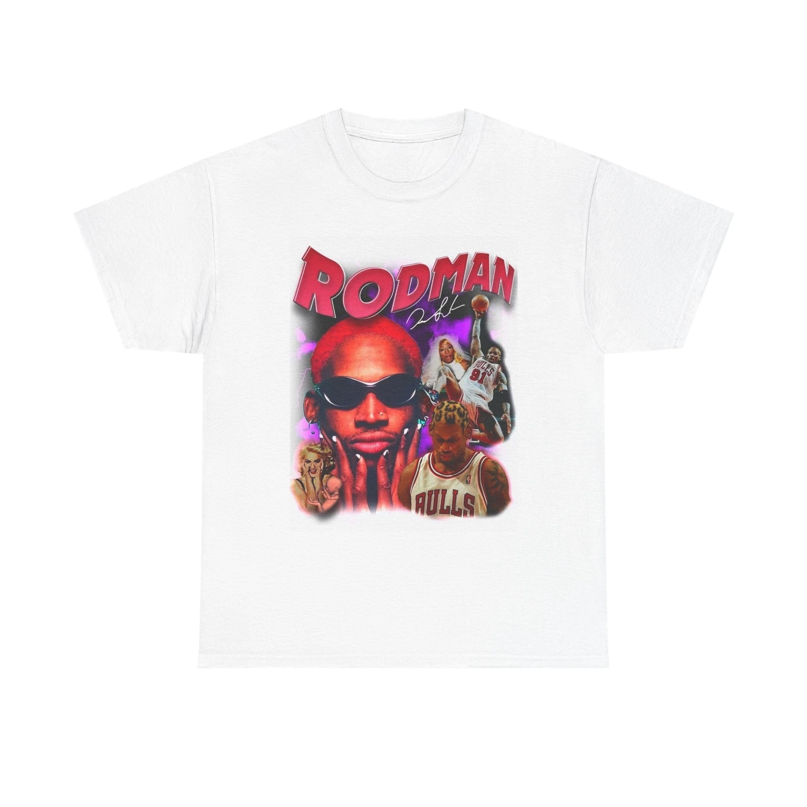 Dennis Rodman Graphic T Shirt Vintage Bulls 90s Unisex Heavy Cotton Tee ...