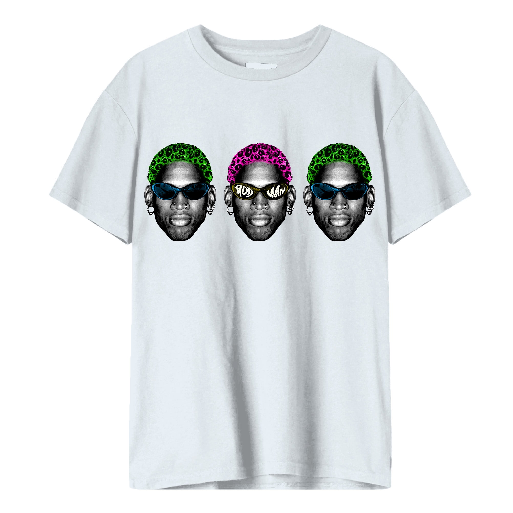 Dennis Rodman Leopard Hair White T-Shirt - Walmart.com