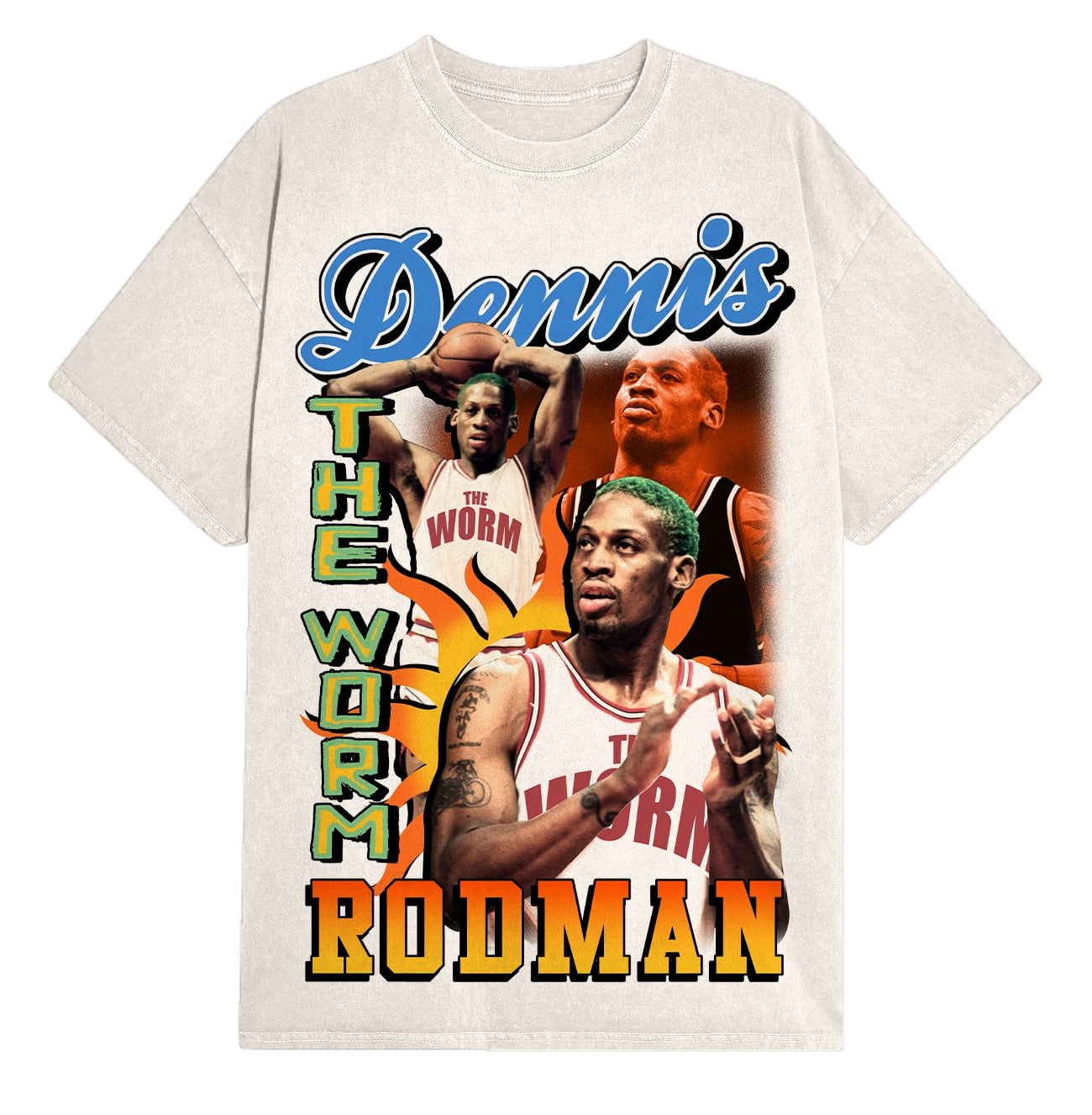Dennis Rodman Sun Collage Natural X-Large T-Shirt - Walmart.com