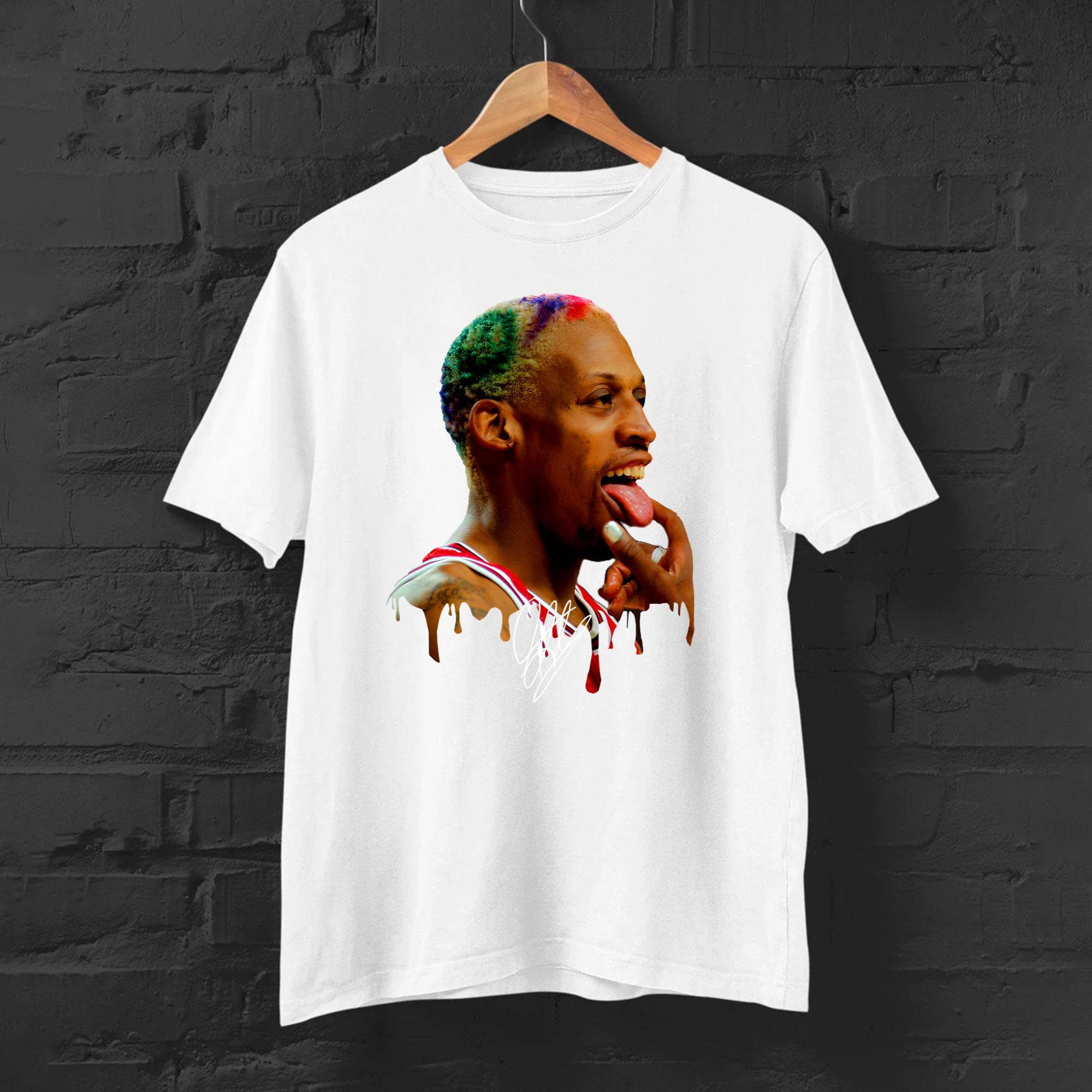 Dennis Rodman Tongue Out Rodzilla Hollywood 90's Vintage Design T-Shirt ...