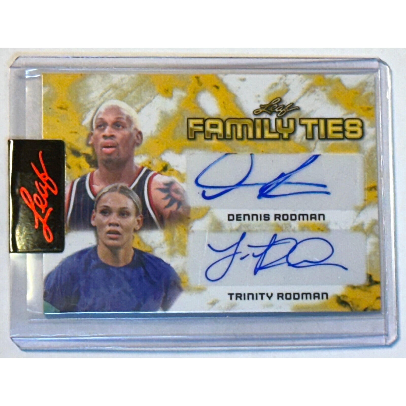 Dennis Rodman & Trinity Rodman Dual Signed Leaf Family Ties Auto 87/145 ...