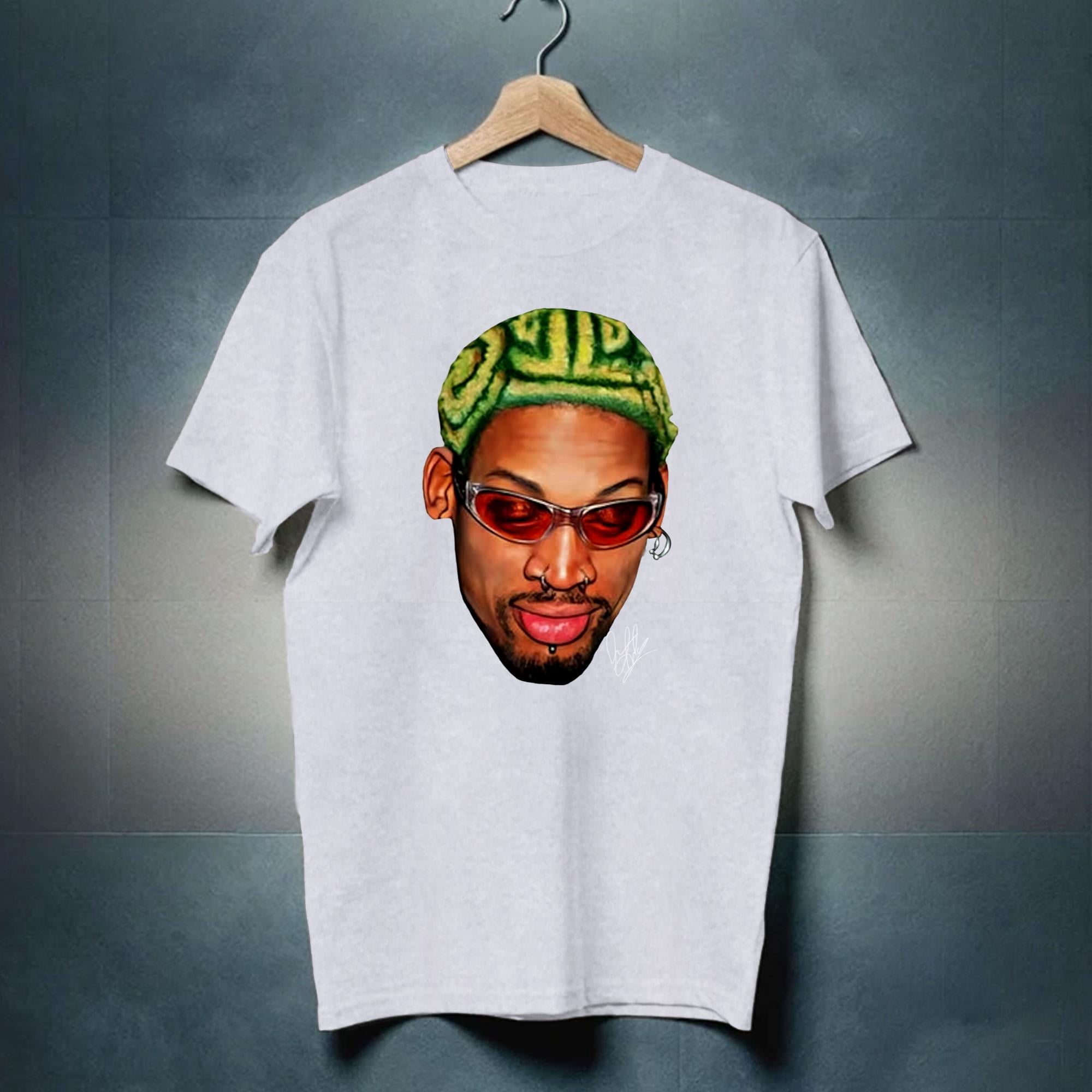 Dennis Rodman Zig Zag Green Hair Hollywood 90's Vintage Design T-Shirt ...