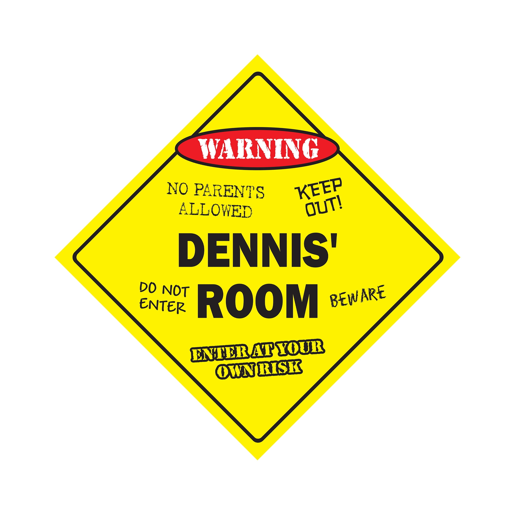 Dennis' Room Sign Crossing Zone Xing | Indoor/Outdoor | 14" Tall kids ...