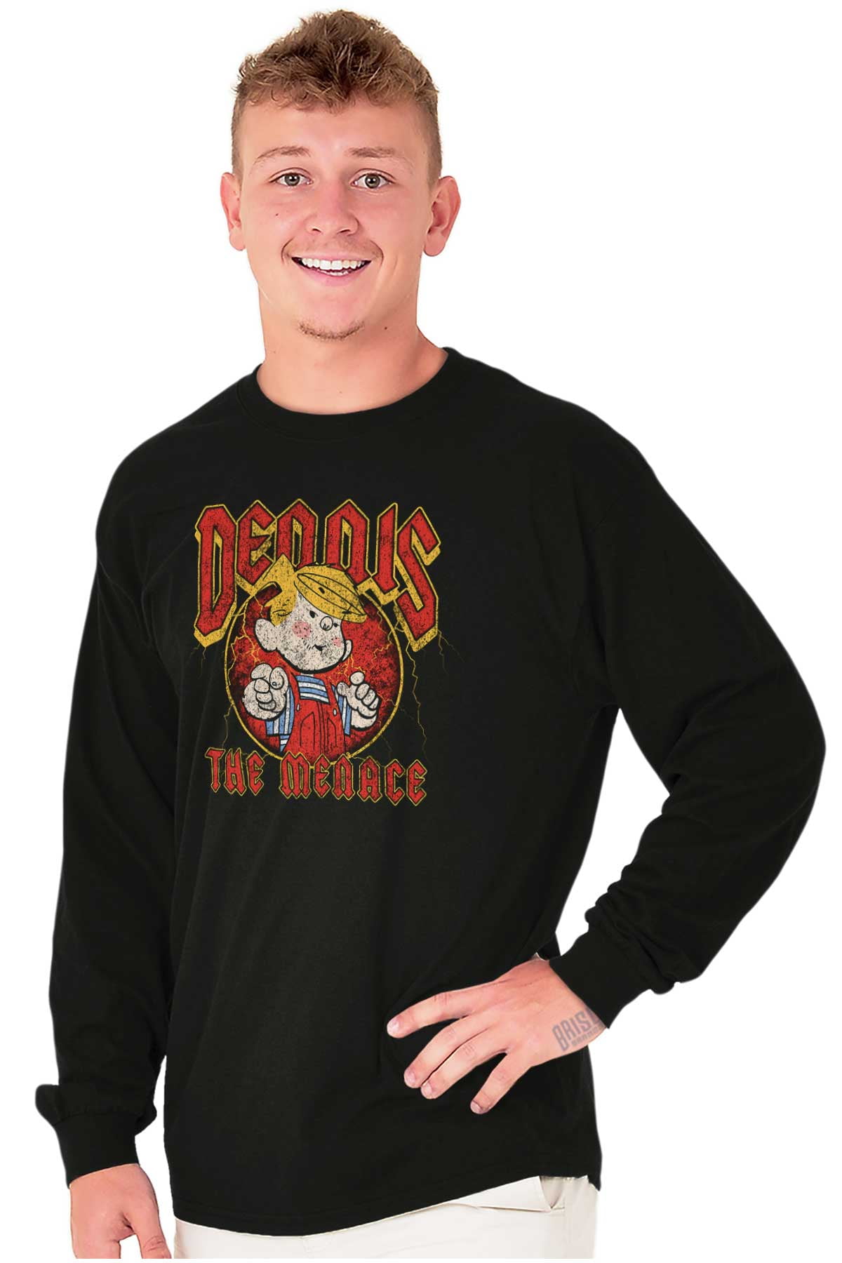 Dennis The Menace Cartoon Rockstar Plus Size Long Sleeve Graphic Tee ...