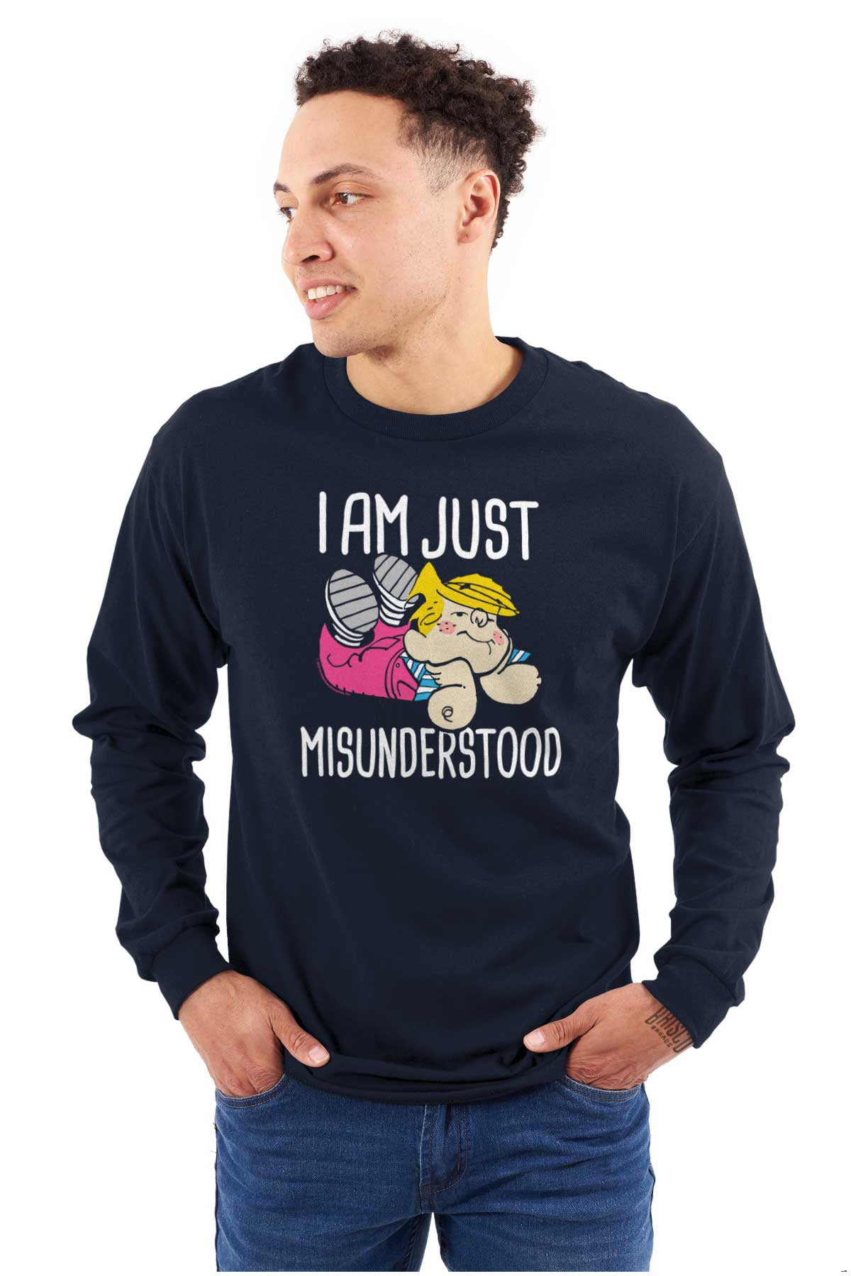 Dennis The Menace Just Misunderstood Unisex Plus Size Long Sleeve Shirt ...