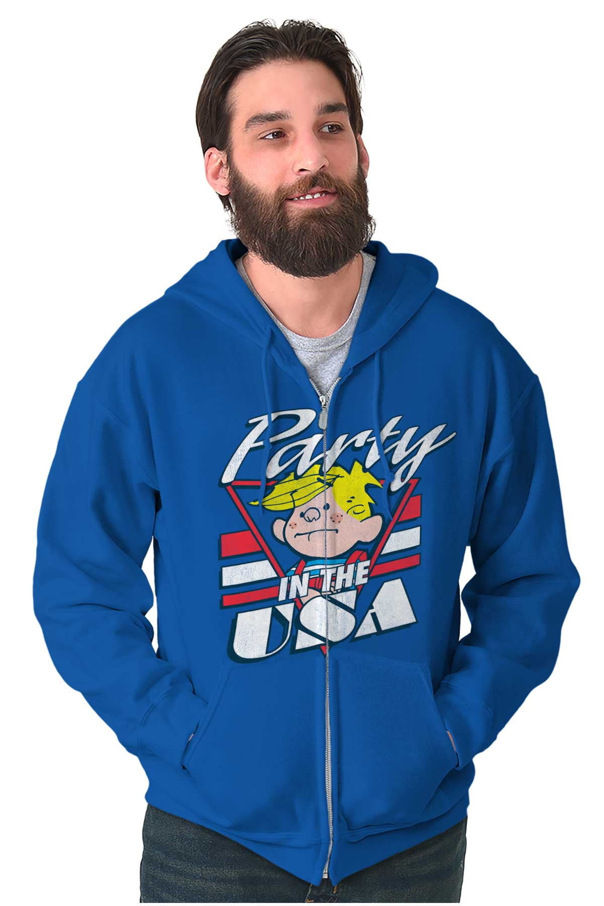 Dennis The Menace Party in the USA Unisex Plus Size Zip Hoodie Brisco ...