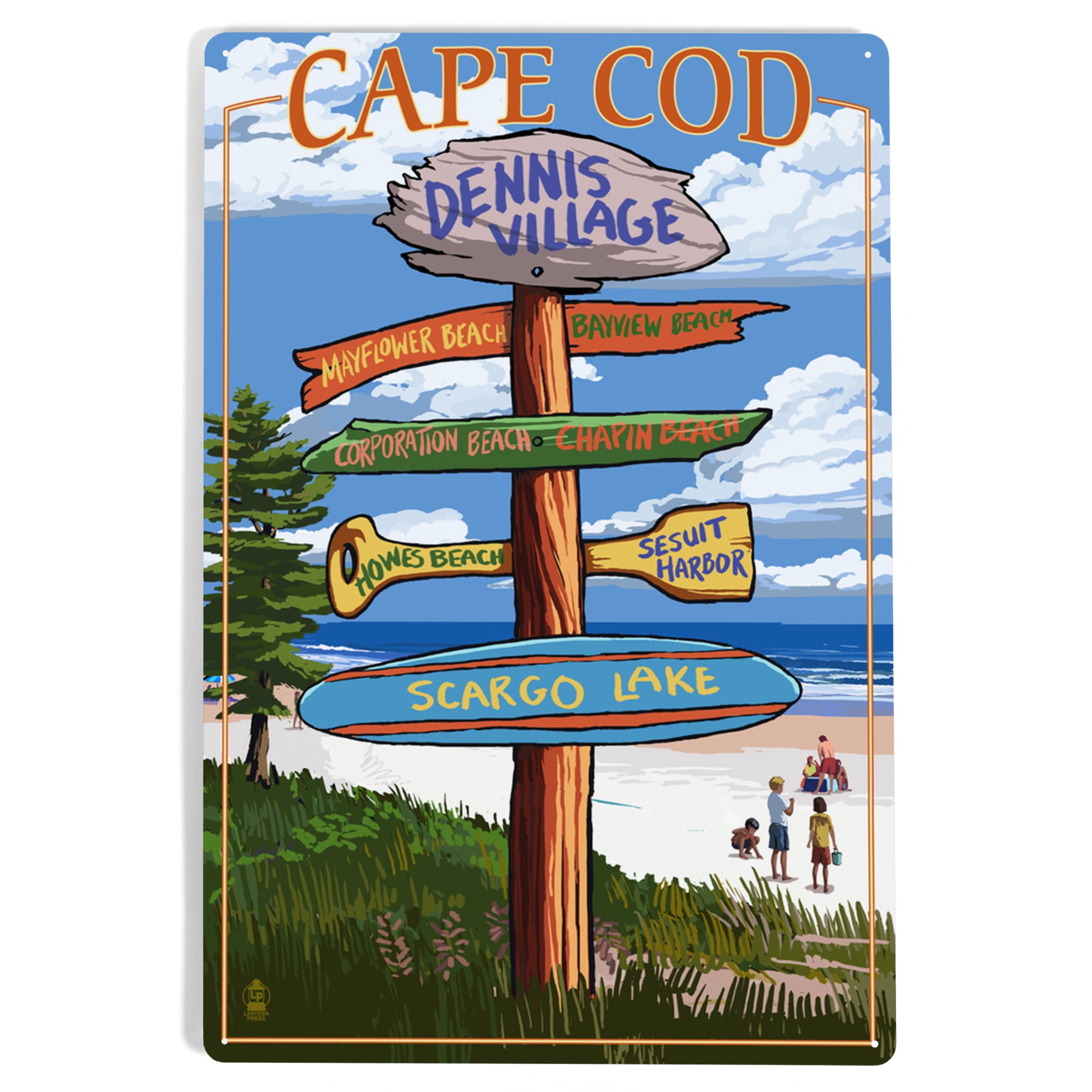 Dennis Village, Cape Cod, Massachusetts, Destinations Sign (12x18 ...