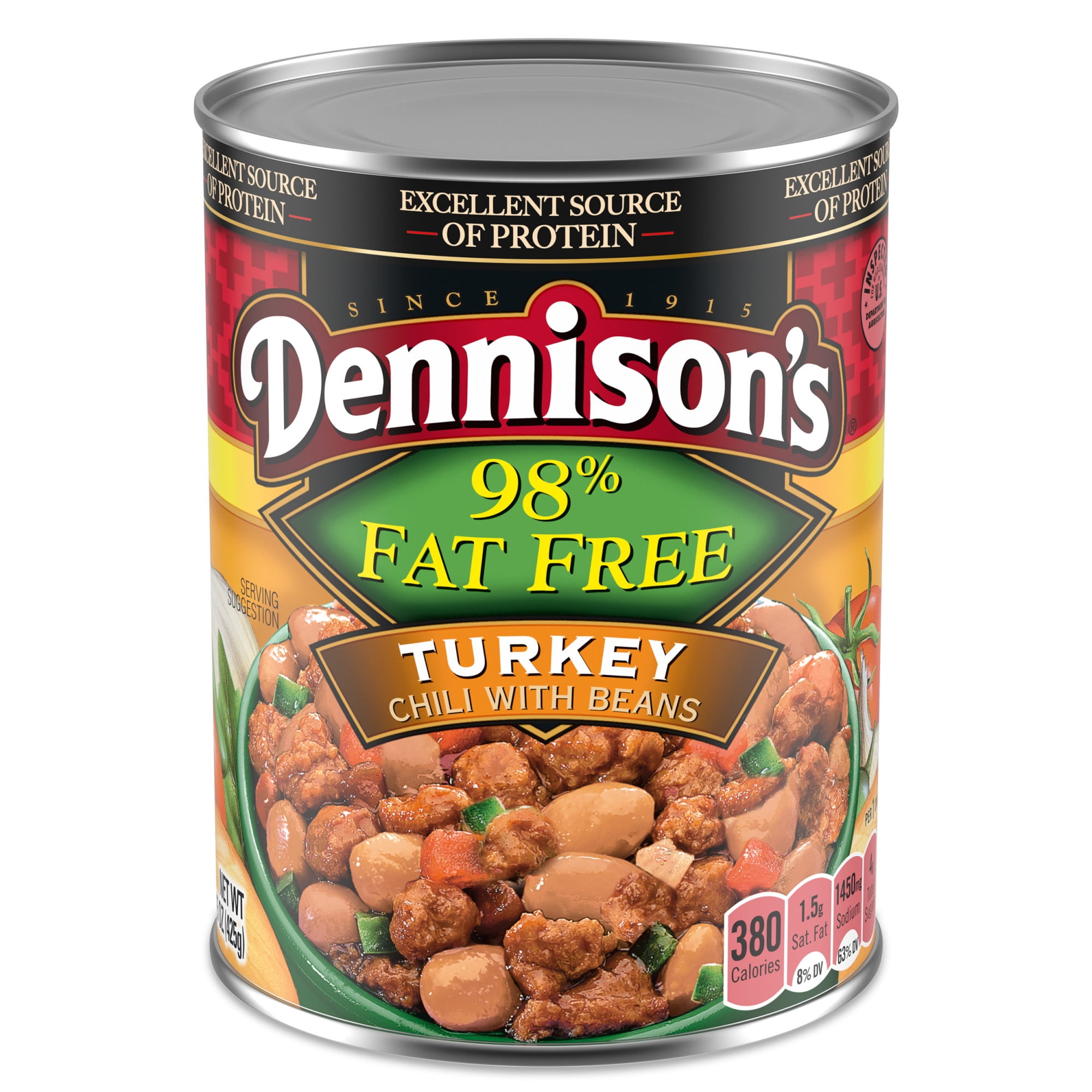Dennison's 98% Fat Free Turkey Chili with Beans, Canned Chili, 15 oz ...