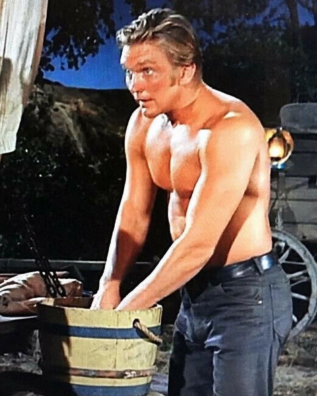 Denny Miller Tarzan star guests in Wagon Train episode beefcake pose ...