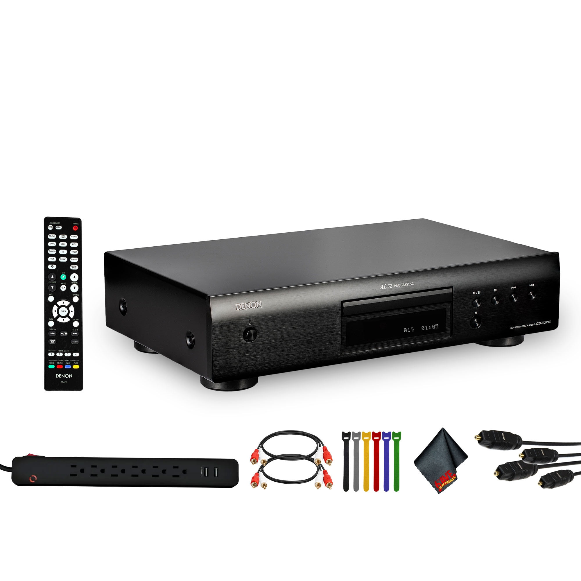 Denon DCD-600NE CD Player Bundle Including: Surge Protector, 2x RCA ...