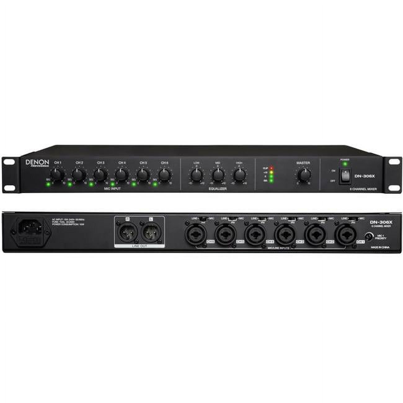 Denon DN-306X - Analog mixer - 6-channel - rack-mountable - Walmart.com