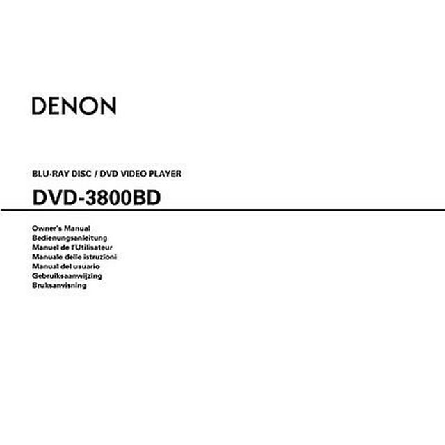 Instruction Manual ONLY for Denon DVD-3800BD DVD Player Owners Manual ...