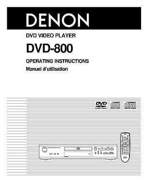 Instruction Manual ONLY for Denon DVD-800 DVD Player Owners Manual ...