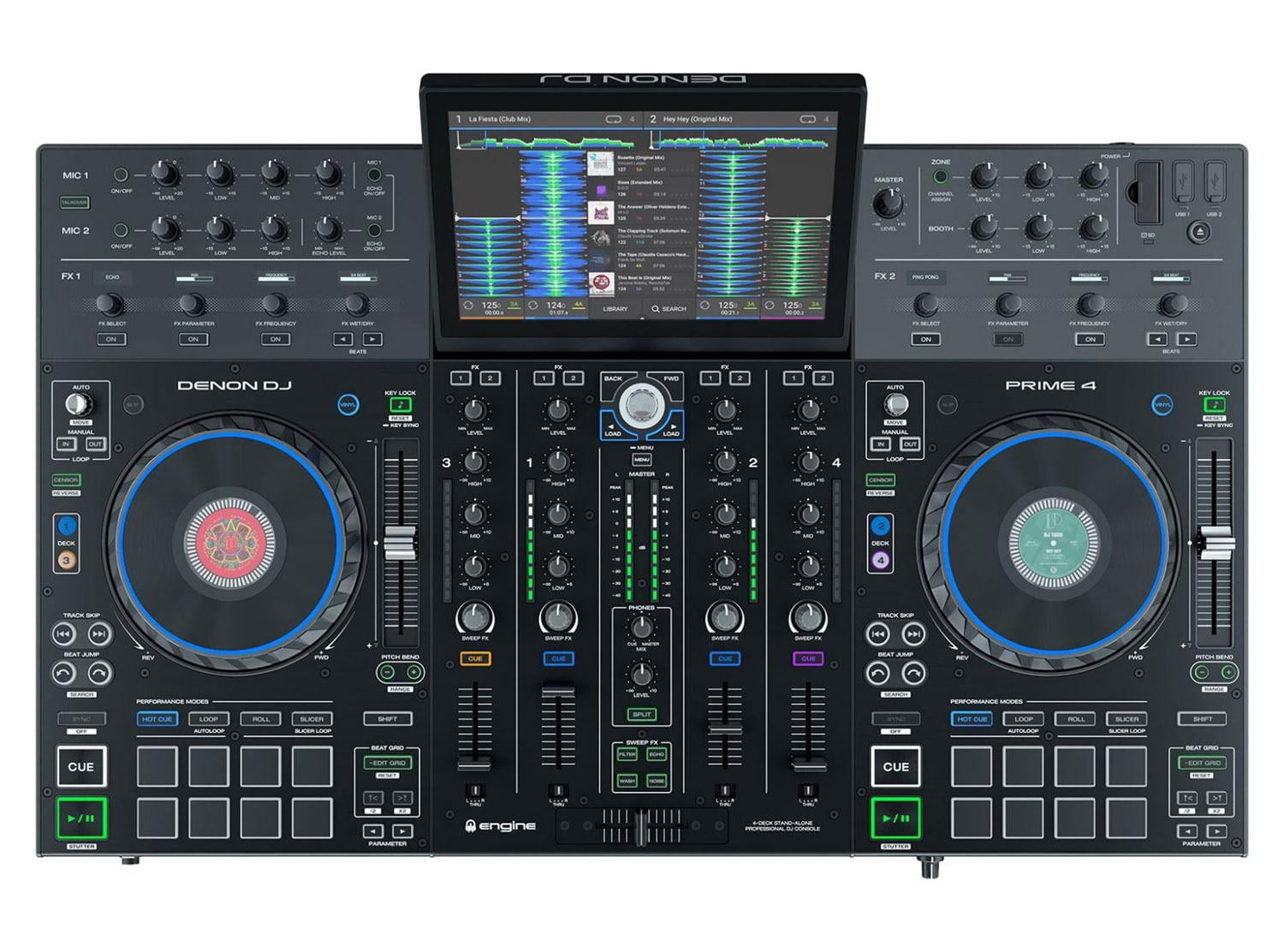 Denon Prime 4 DJ System - 4-Deck Stand-Alone Stereo Console with Mixer ...