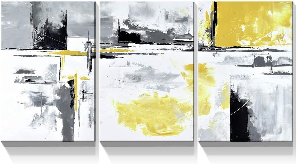 Denozer - 3 Panel Canvas Wall Art Prints - Modern Abstract Black and ...