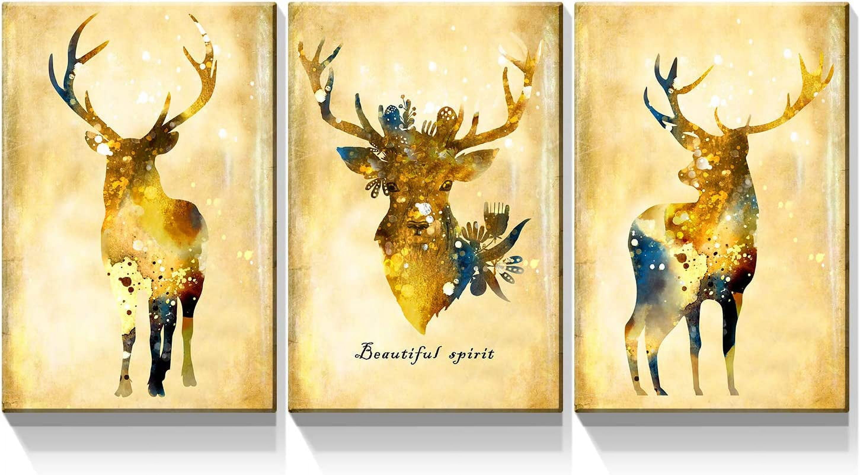 Denozer - 3 Piece Canvas Wall Art - Abstract Elk Wall Art for Living ...