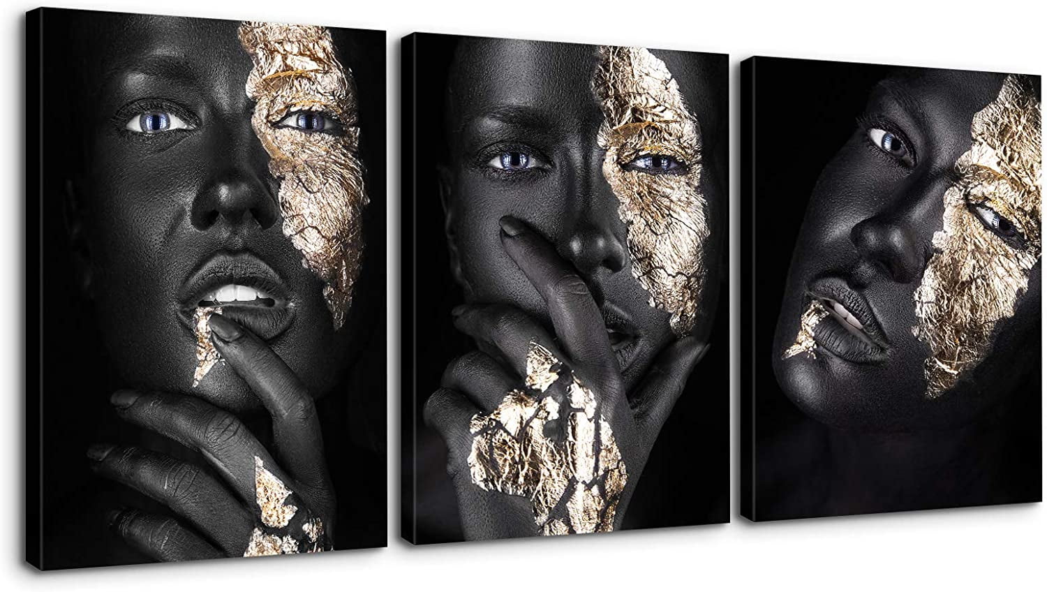 Denozer African American Canvas Wall Art 3 Pieces Painting Beauty Black Woman African Black Wall ...