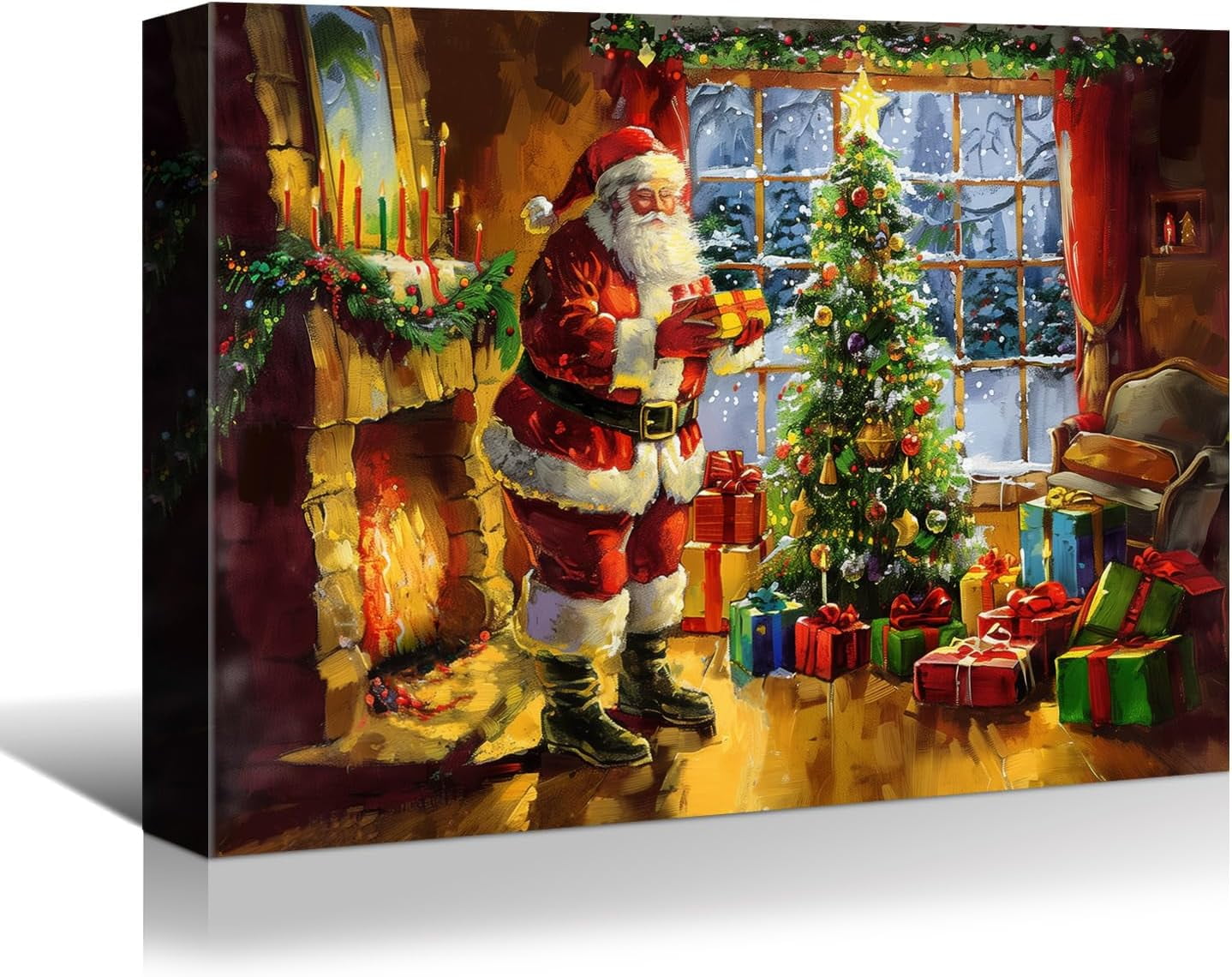 Denozer Large Christmas Wall Art - Santa Wall Art, Christmas Canvas ...