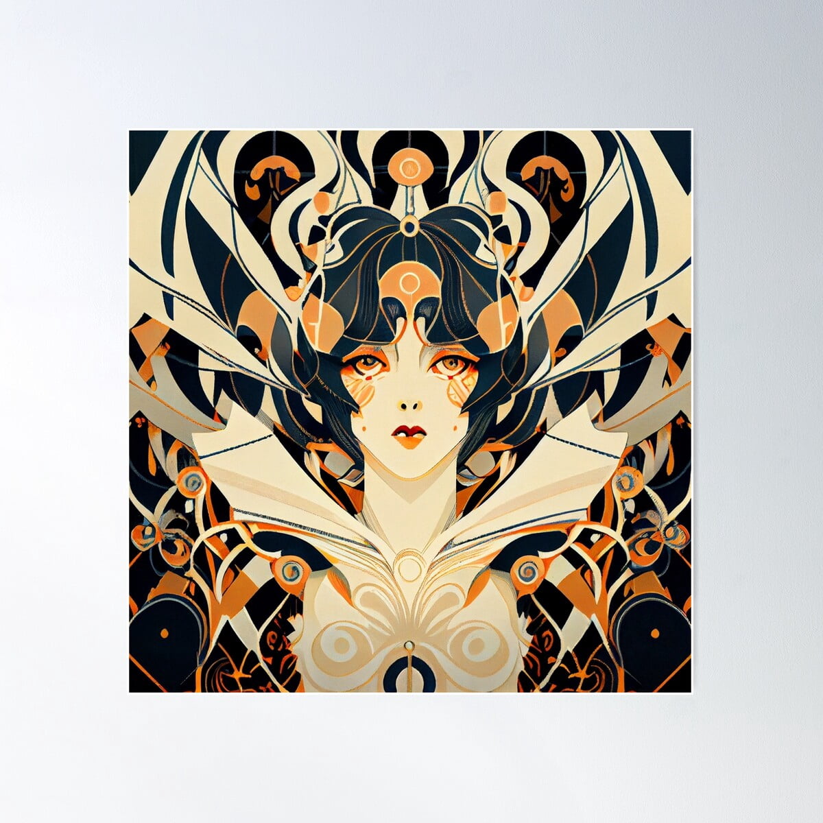 Dense Anime Art Deco Pattern Digital Painting Poster Wall Art, Modern ...