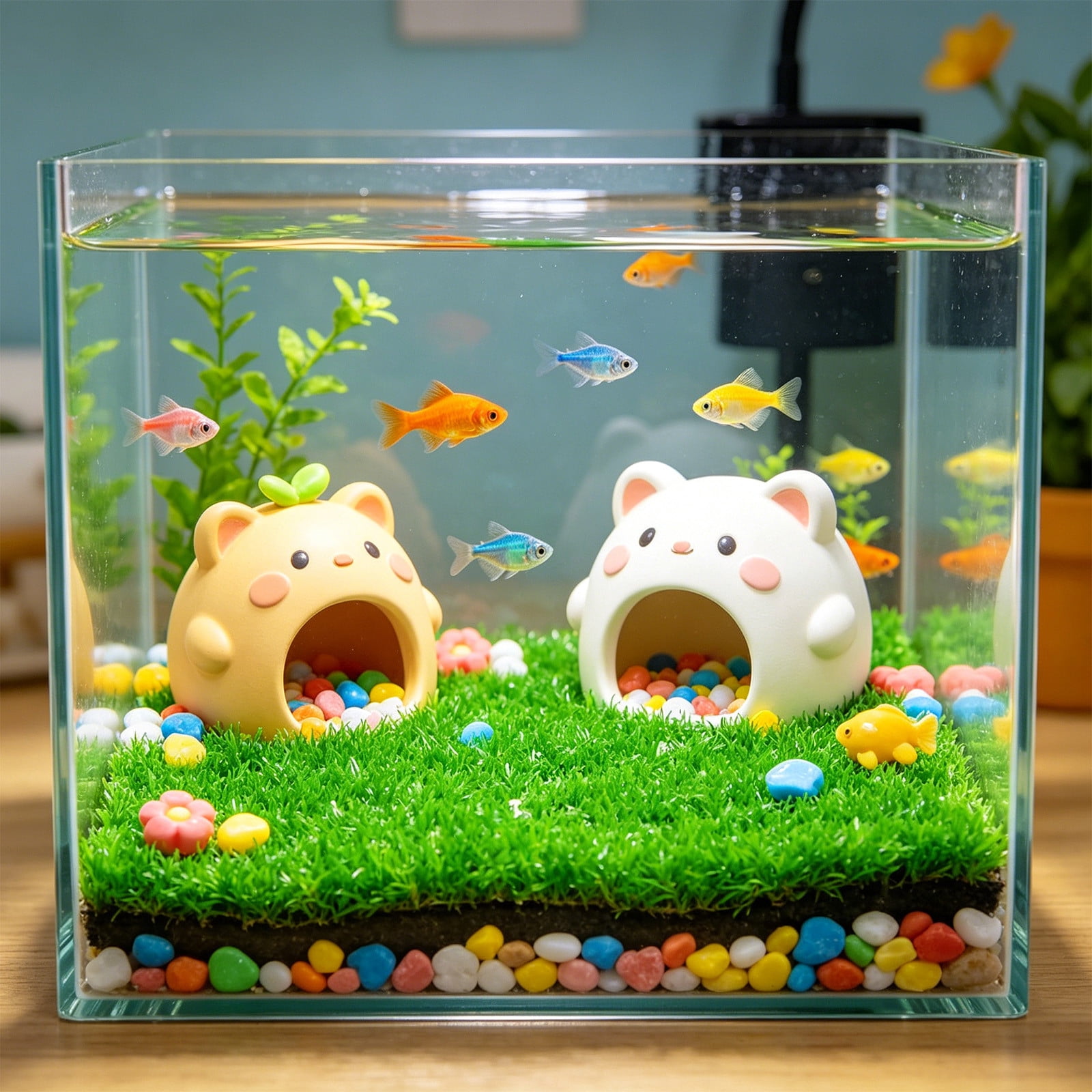 Dense Artificial Grass Mats for Aquarium Substrate, Green Plant Carpet ...