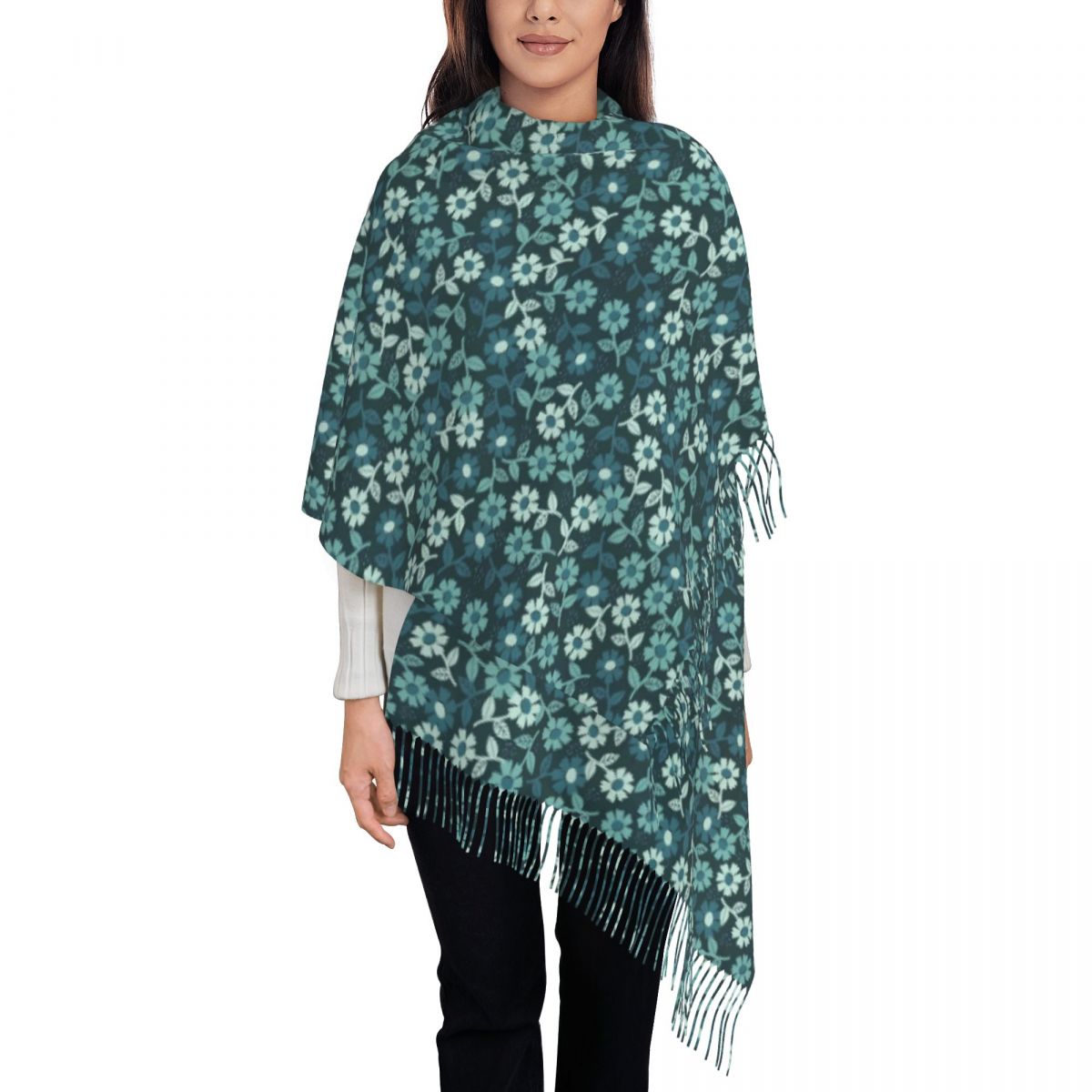 Dense Ditsy Floral Scarf Colorful Flowers Warm Shawls Wrpas with Long ...