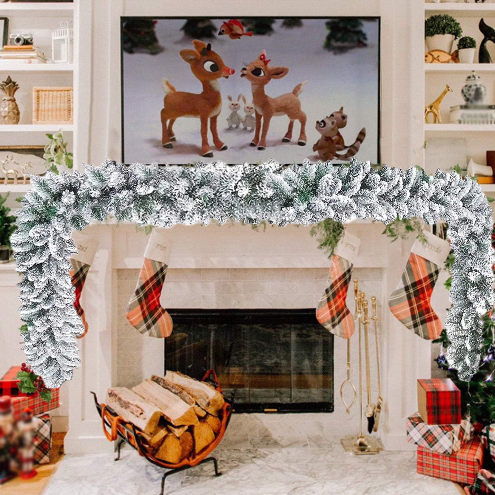 Dense Flocking White Rattan Christmas Decoration Rattan Indoor Outdoor ...