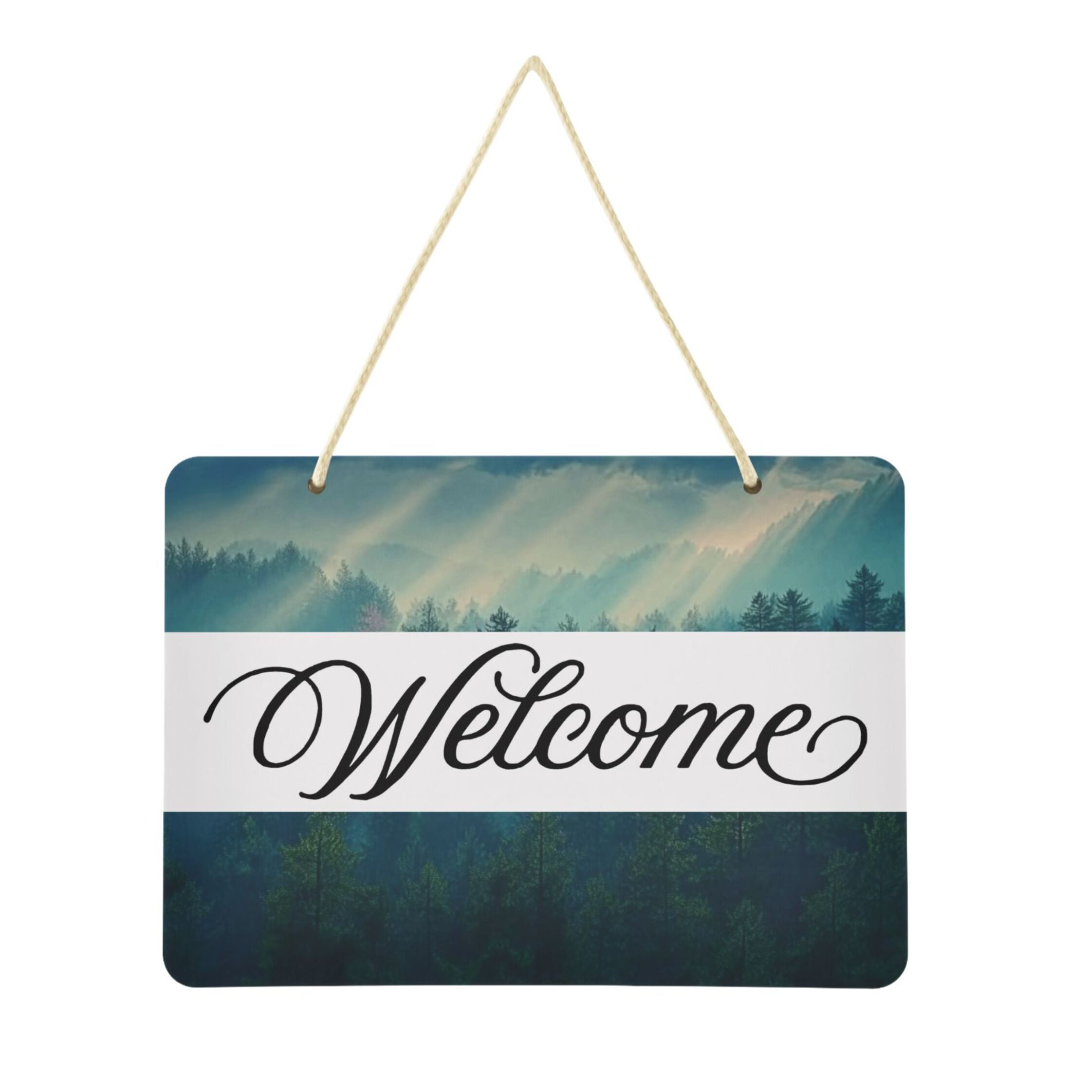 Dense Forest Welcome Sign Front Door PVC 14x10 inch Hanger Hello Sign ...