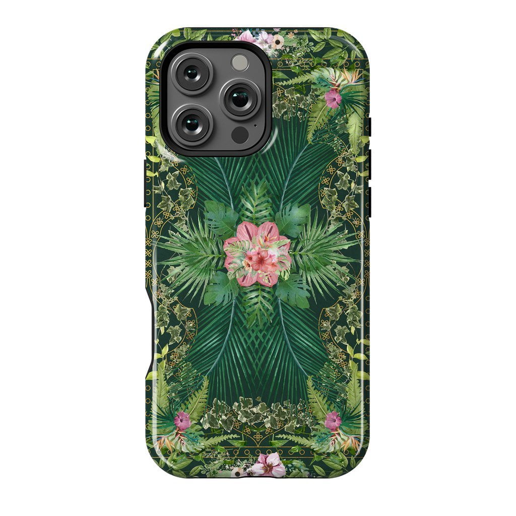 Dense Tropical Foliage Art Phone Case for iPhone 11 12 13 14 15 16 Pro ...
